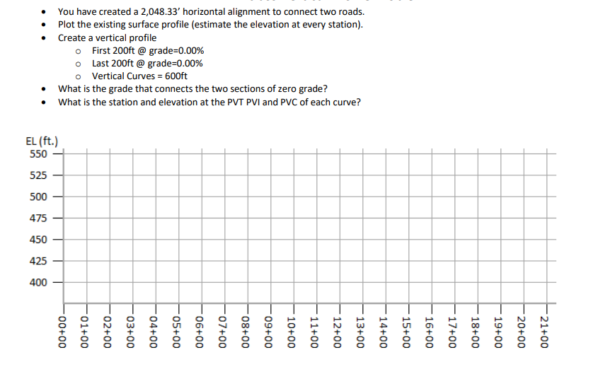 You have created a 2,048.33' horizontal alignment to | Chegg.com