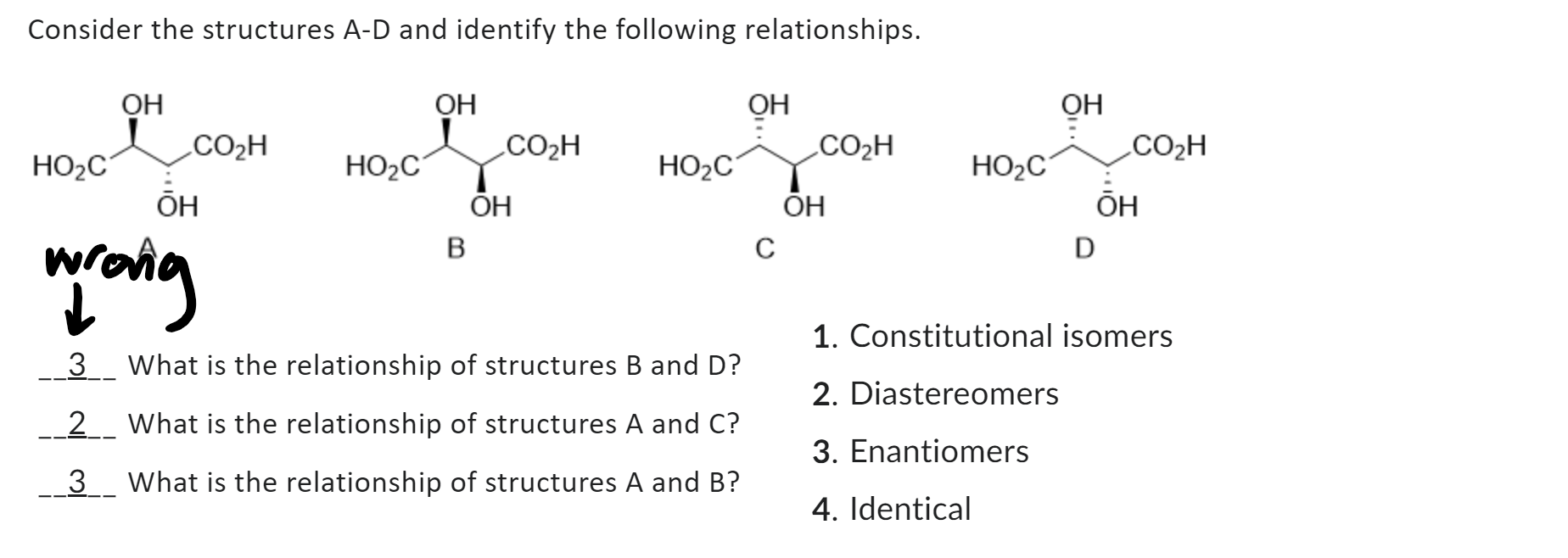 Solved Consider the structures A-D and identify the | Chegg.com