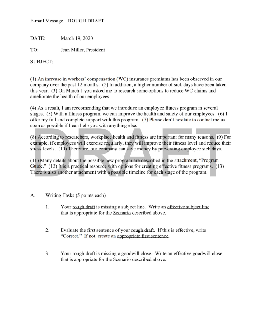 Solved E-mail Message - ROUGH DRAFT DATE: March 19, 2020 TO: | Chegg.com