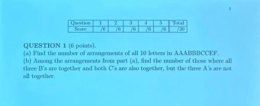 Solved QUESTION 1 (6 points).(a) Find the number of | Chegg.com Solved QUESTION 1 (6 points).(a) Find the number of | Chegg.com