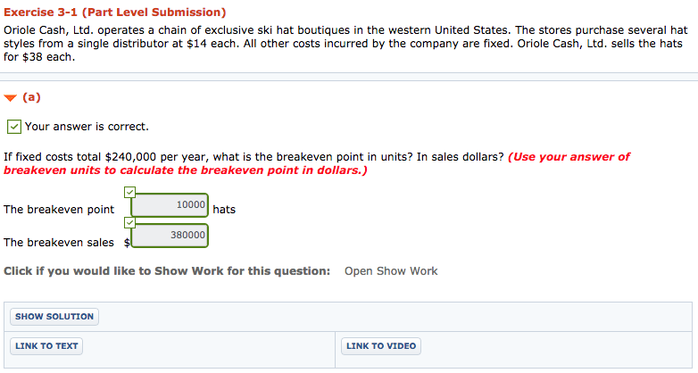 Solved Exercise 3-1 (Part Level Submission) Oriole Cash, | Chegg.com