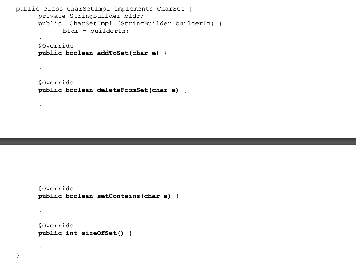 Solved Question 3. The target interface is for a simple set | Chegg.com