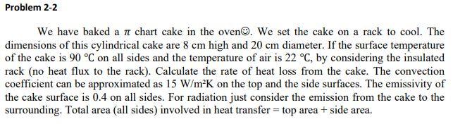 Solved Problem 2-2 We have baked a n chart cake in the oven. | Chegg.com