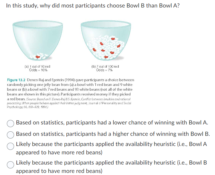 Solved In this study, why did most participants choose Bowl | Chegg.com