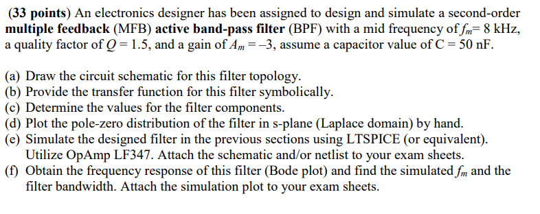 (33 points) An electronics designer has been assigned | Chegg.com