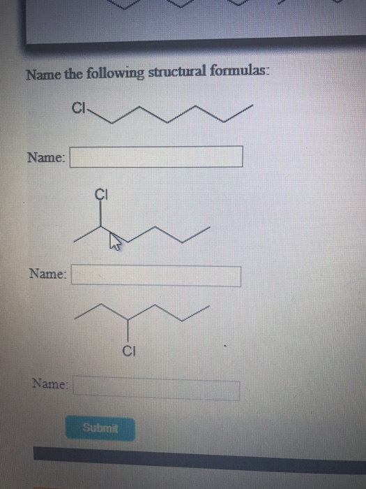 Solved Name the following structural formulas: Cl Name: Cl | Chegg.com