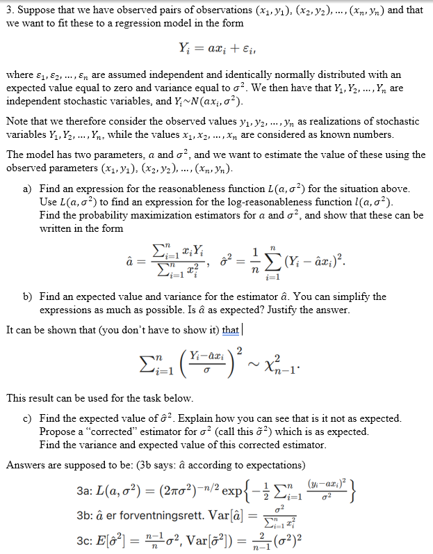 Solved Suppose that we have observed pairs of observations | Chegg.com