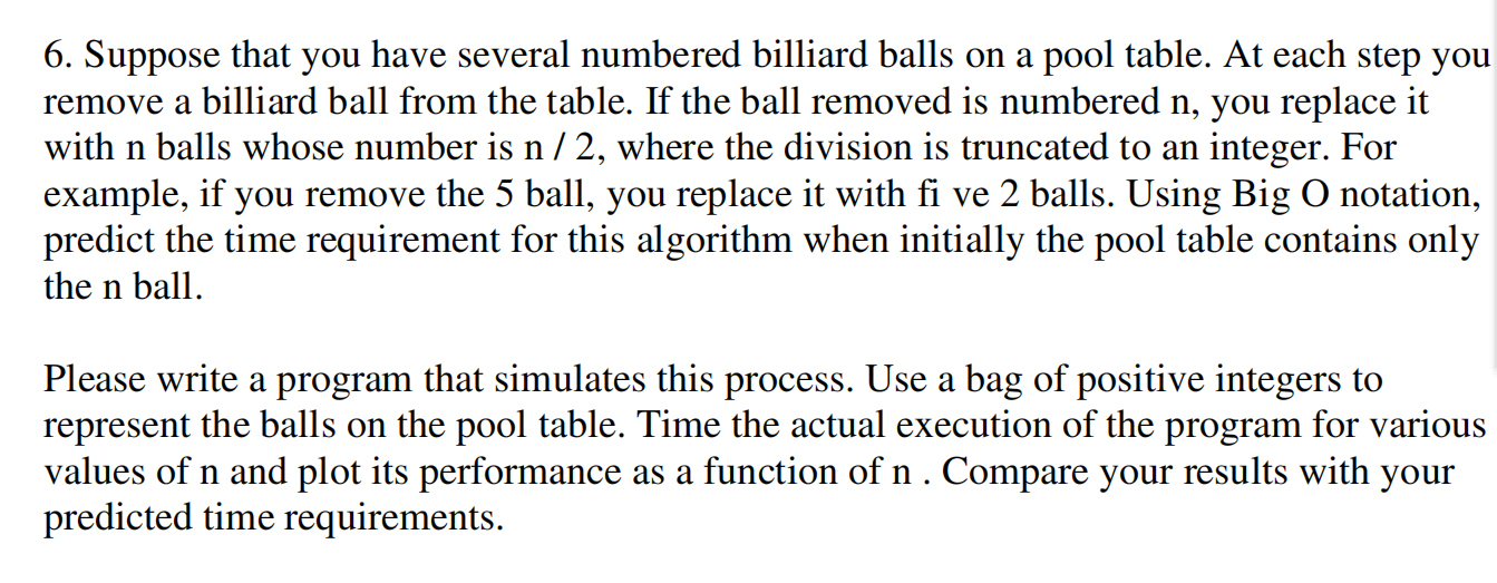 6. Suppose that you have several numbered billiard | Chegg.com