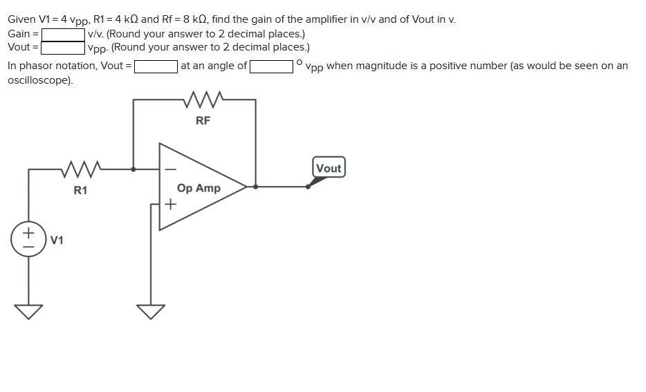 Solved Given V1 = 6 Vpp, R1 = 8 k0, V2 = 4 Vpp, R2 = 3 kN, | Chegg.com