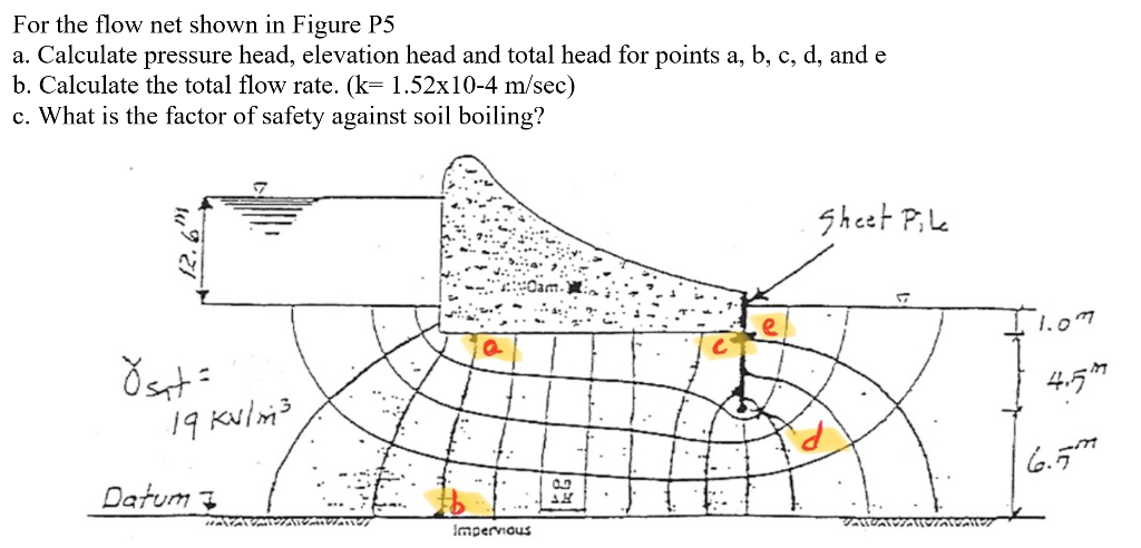 Solved For the flow net shown in Figure P5 a. Calculate | Chegg.com