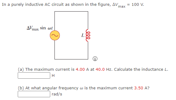 Solved In a purely inductive AC circuit as shown in the | Chegg.com