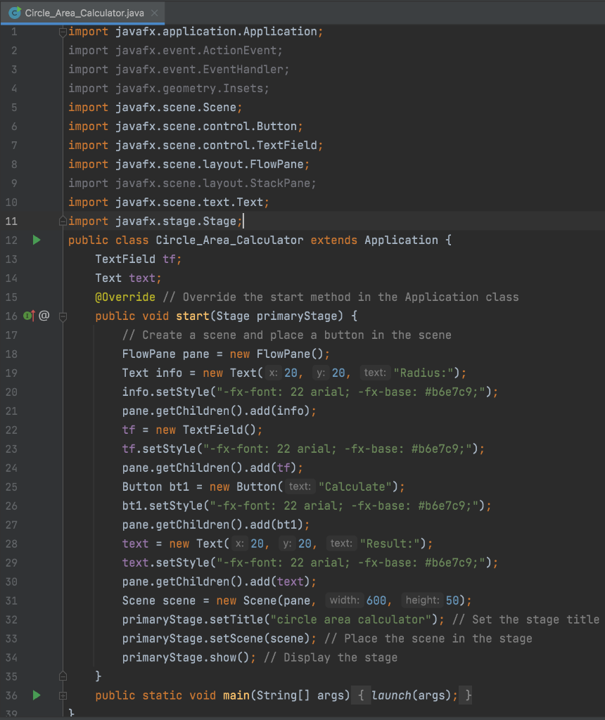 Task 1: Circle Area Calculator • | Chegg.com