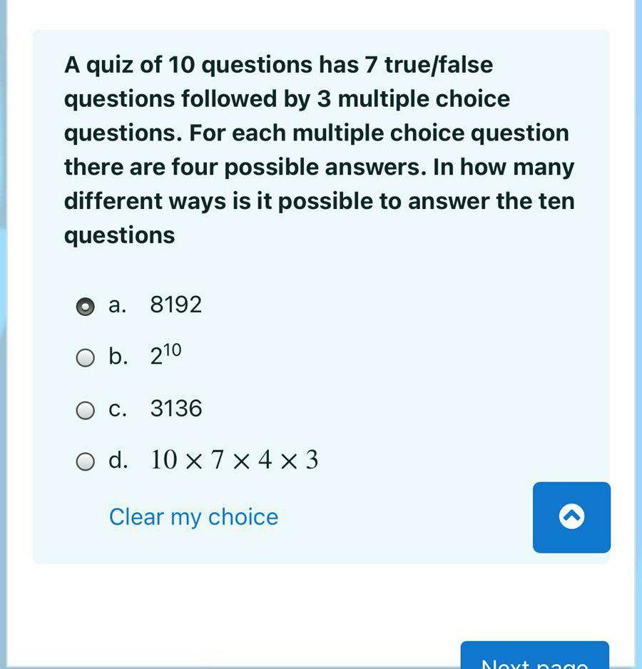 Solved A quiz of 10 questions has 7 true/false questions | Chegg.com