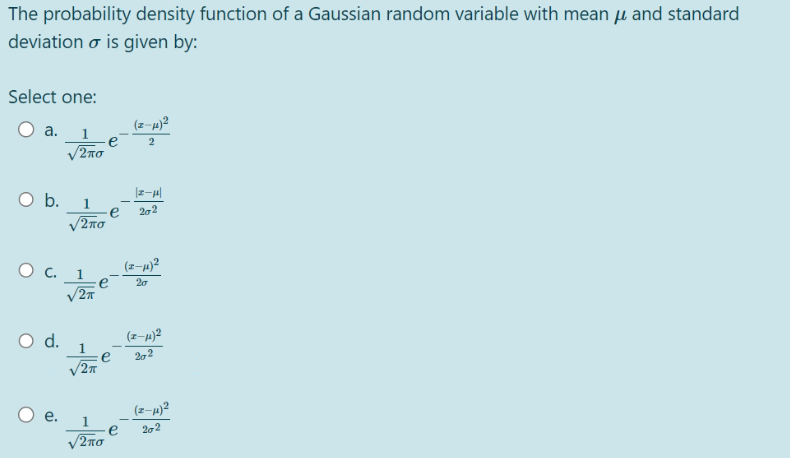 Solved The probability density function of a Gaussian random | Chegg.com