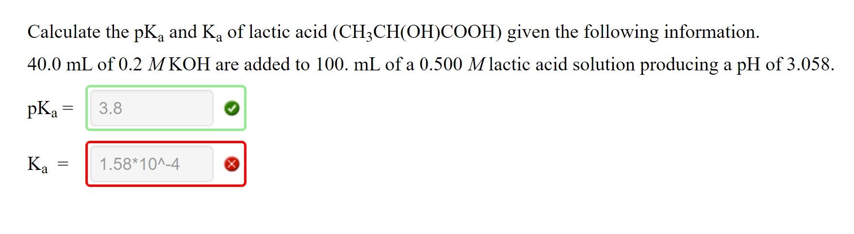 Solved Calculate the pK, and Ka of lactic acid | Chegg.com