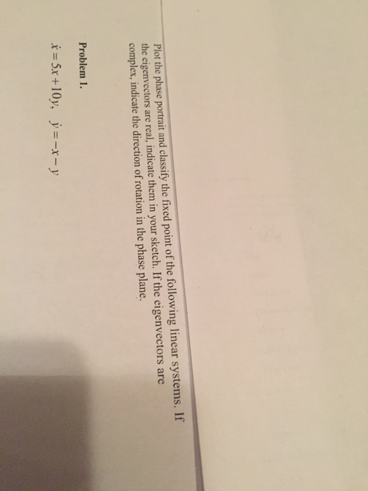 Solved Plot the phase portrait and classify the fixed point | Chegg.com