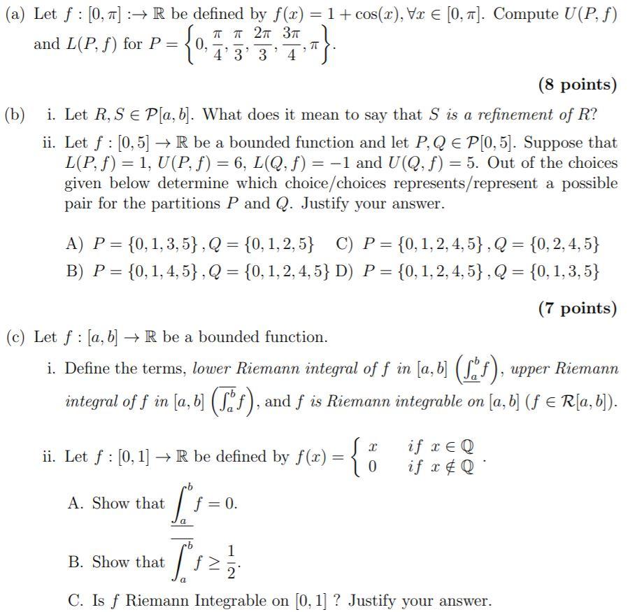 Solved It 7 A Let F [0 1] R Be Defined By F X 1