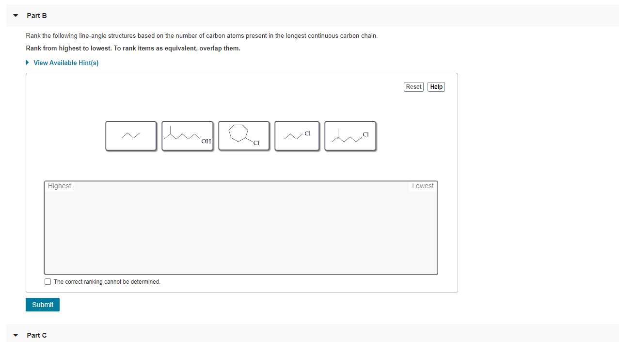 Solved Part A Sort the following line-angle structures based | Chegg.com