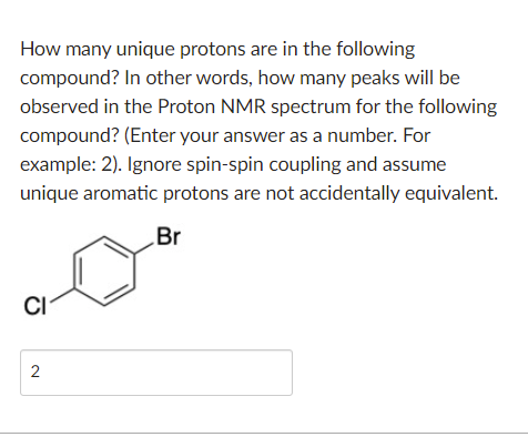 Solved How many unique protons are in the following | Chegg.com