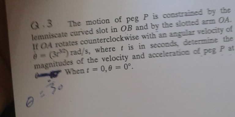 Solved G .3 The motion of peg P is constrained by the | Chegg.com