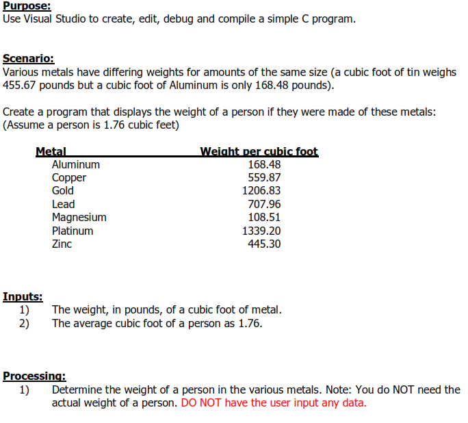 Solved Purpose: Use Visual Studio to create, edit, debug and | Chegg.com