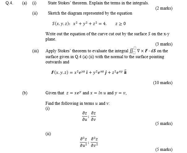 Solved Q.4. Ⓡ (b) (111) State Stokes' theorem. Explain the | Chegg.com ...