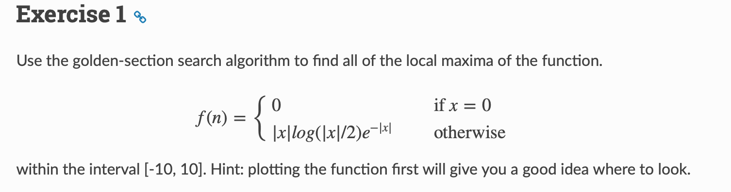Solved Exercise 1 Use The Golden Section Search