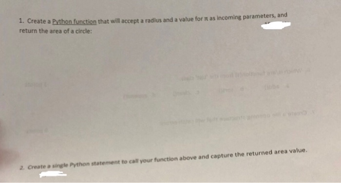 Solved 1. Create a Python function that will accept a radius | Chegg.com