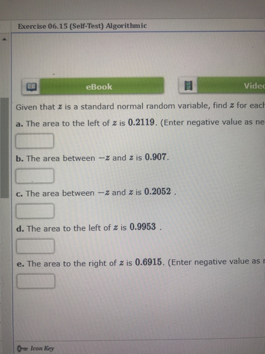Solved Given that z is a standard normal random variable, | Chegg.com
