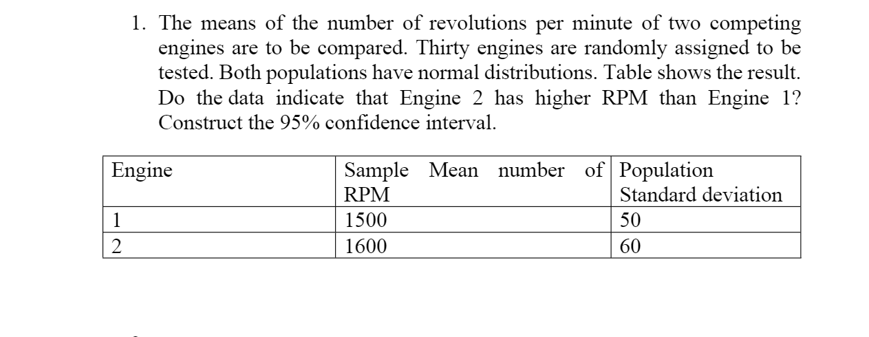 Solved 1. The means of the number of revolutions per minute | Chegg.com