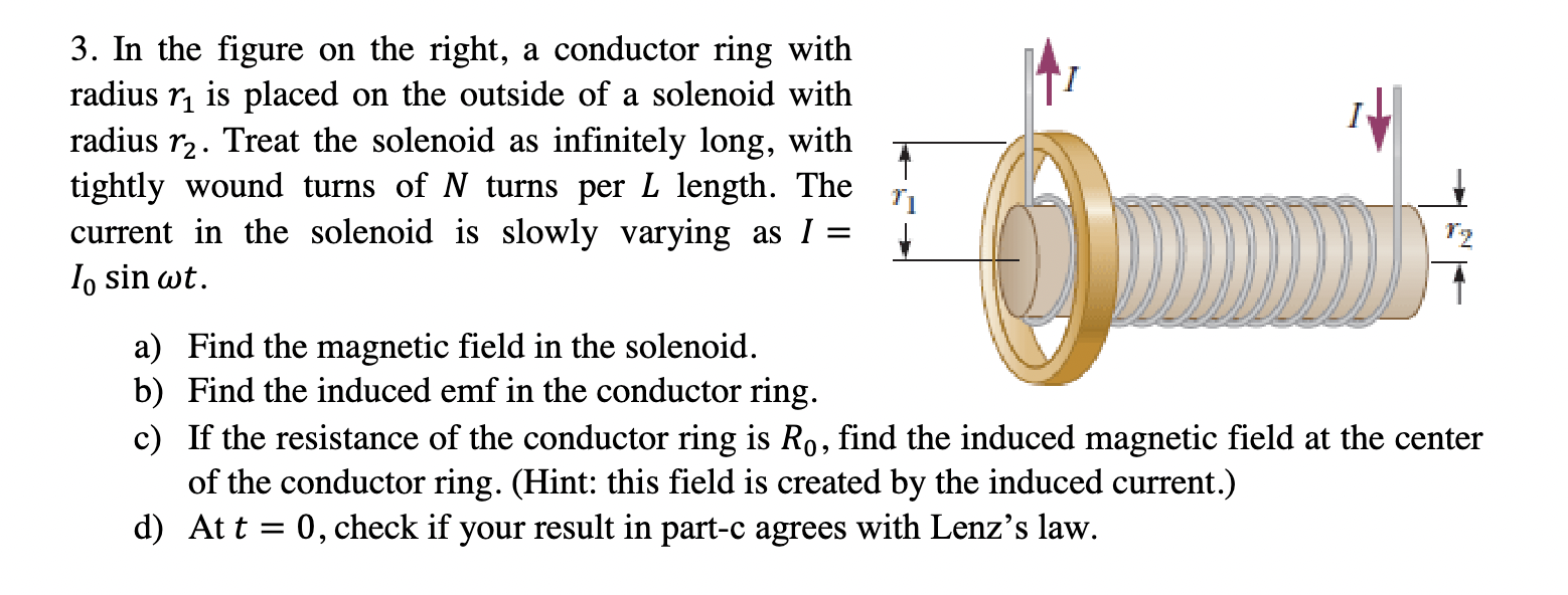 Solved 3. ﻿In the figure on the right, a conductor ring with | Chegg.com