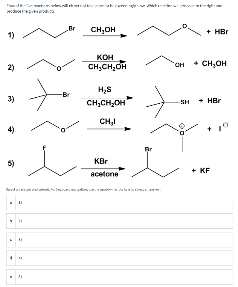 Solved Four of the five reactions below will either not take | Chegg.com