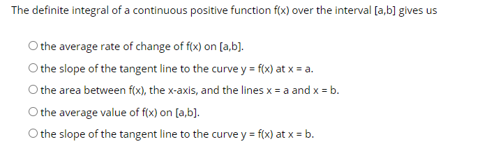 Solved The definite integral of a continuous positive | Chegg.com