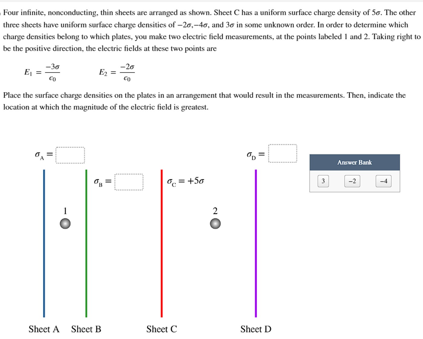 Solved Four infinite, nonconducting, thin sheets are | Chegg.com