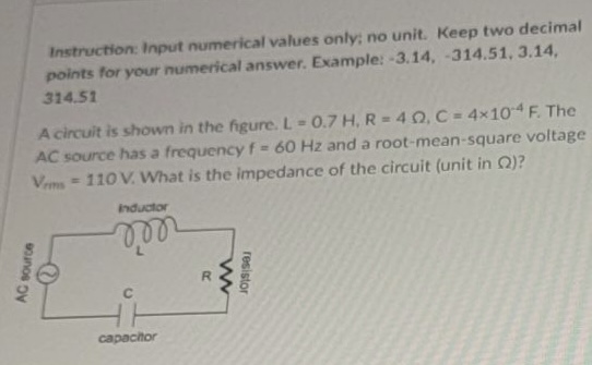 Solved Instruction: Input numerical values only; no unit. | Chegg.com