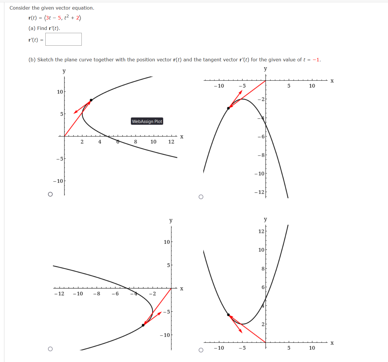 Solved Consider the given vector equation. r(t)= 3t−5,t2+2 | Chegg.com
