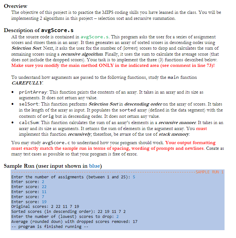 Solved Please have the entire MIPS code able to be run. | Chegg.com