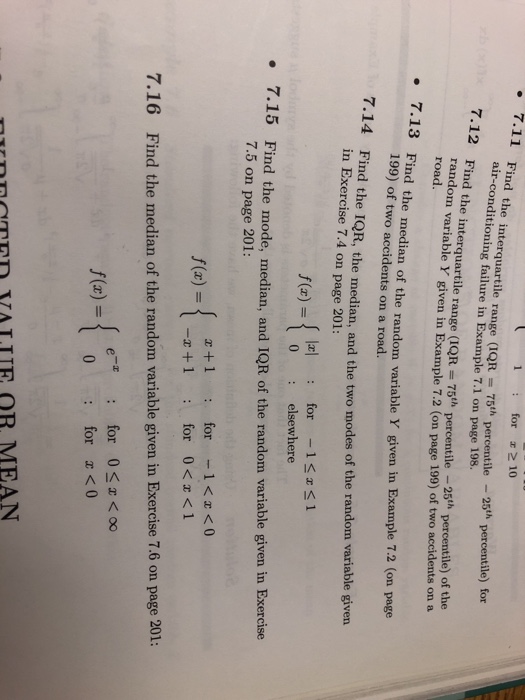 Solved 1 for 10 the interquartile range (1QR 75th percentile | Chegg.com