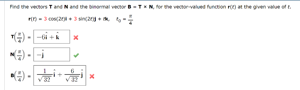 Solved T x N, for the vector-valued function r(t) at the | Chegg.com