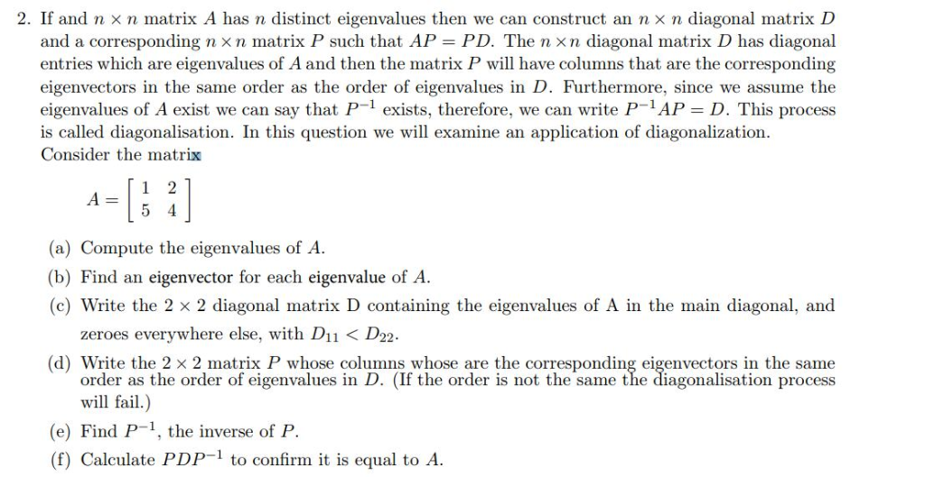 Solved 2. If and n xn matrix A has n distinct eigenvalues | Chegg.com