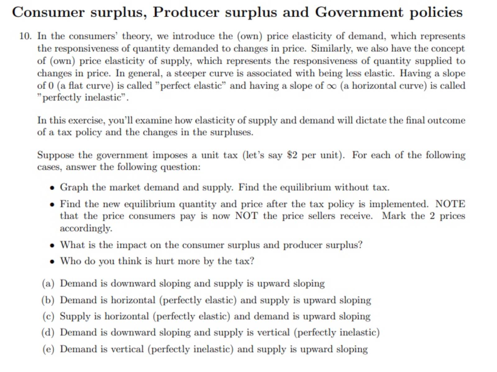 Solved Consumer surplus, Producer surplus and Government | Chegg.com