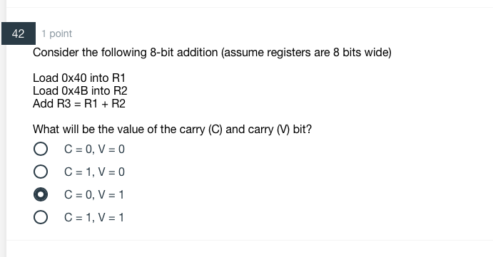 Solved 1 point Consider the following 8-bit addition (assume | Chegg.com