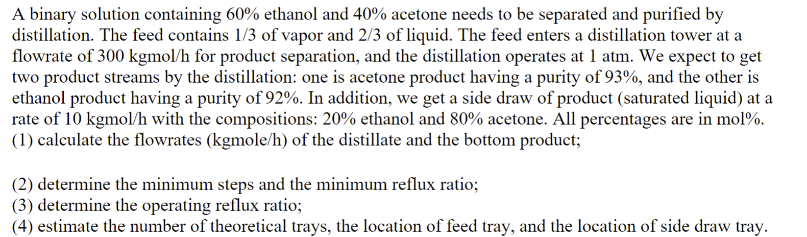 Solved A binary solution containing 60% ethanol and 40% | Chegg.com