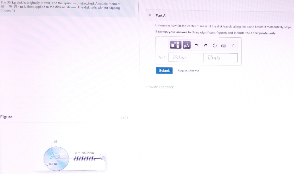 Solved The 30-kg disk is originally at rest, and the | Chegg.com