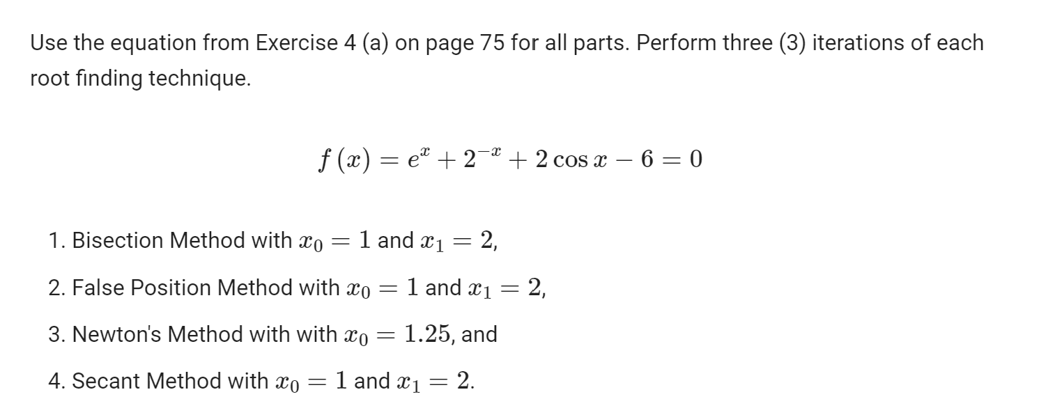 Solved Use the equation from Exercise 4 (a) on page 75 for | Chegg.com