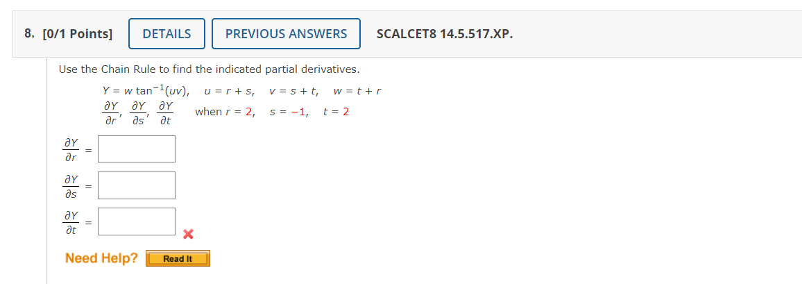 Solved Use the Chain Rule to find the indicated partial | Chegg.com