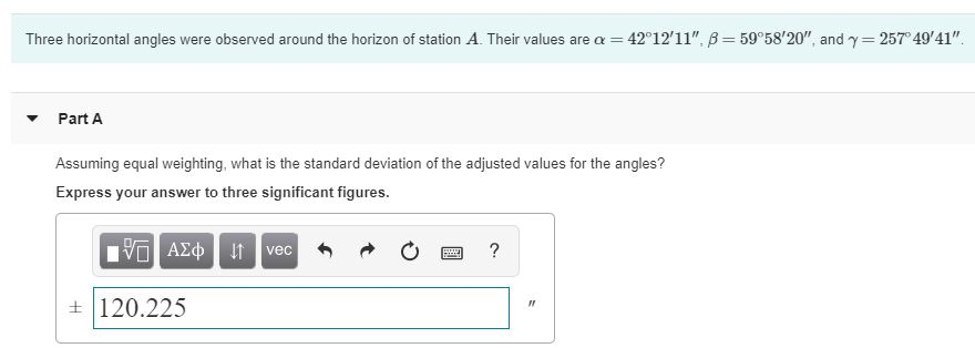 Solved Three horizontal angles were observed around the | Chegg.com