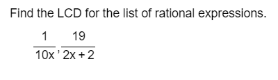 Solved Find the LCD for the list of rational expressions. | Chegg.com
