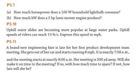 Solved P3.7 (a) How much horsepower does a 100 W household | Chegg.com