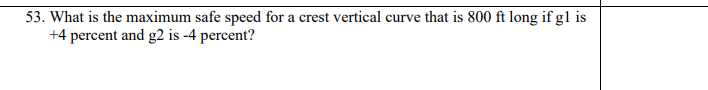 Solved 53. What is the maximum safe speed for a crest | Chegg.com